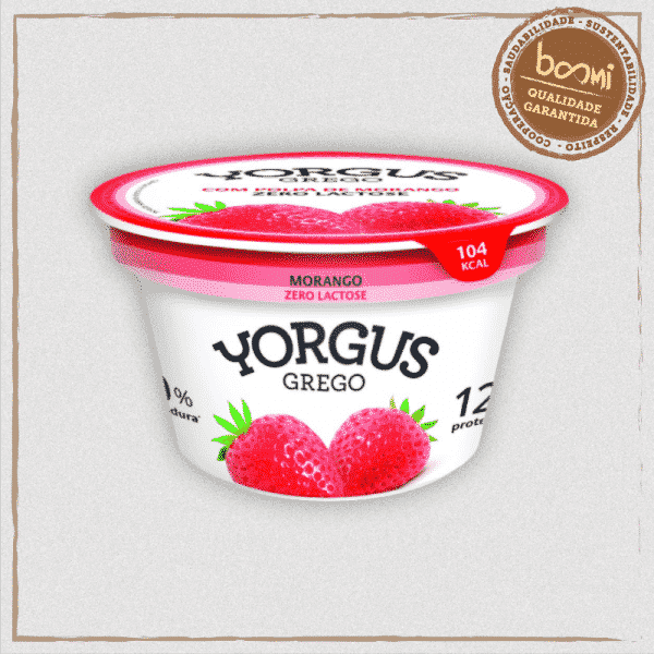 Iogurte Grego Morango Zero Lactose Yorgus 130g - Boomi